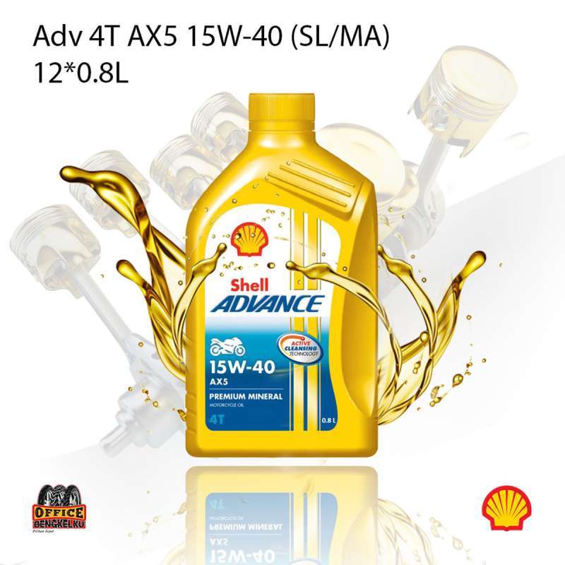 Jual Oli Motor Shell Adv 4T AX5 15W-40 (SL/MA) 12*0.8L di Seller ...