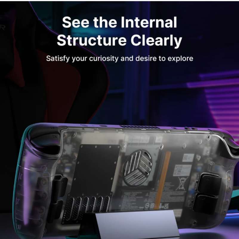 Promo JSAUX Transparent Back Plate for Steam Deck PC0106 RGB & Vents ...