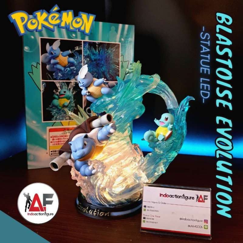 Promo Premium Statue Pokemon Squirtle Wartotle Blastoise Evolution Led ...