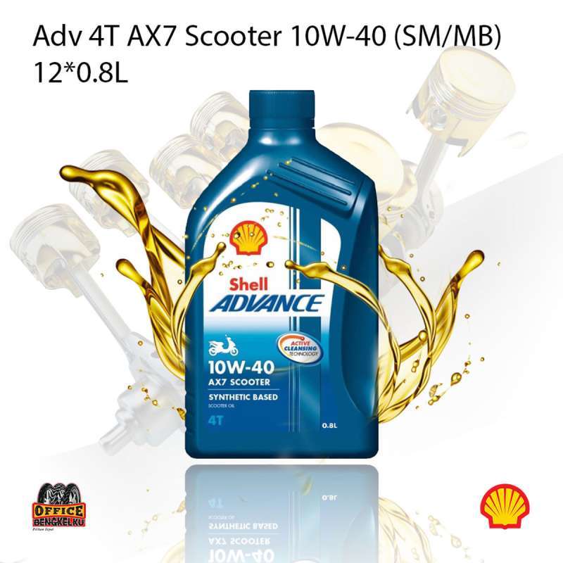 Jual Oli Mesin Motor Shell Adv 4T AX7 Scooter 10W-40 (SM/MB) 12*0.8L ...