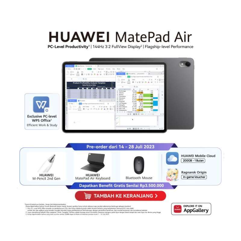 Promo HUAWEI MatePad Air Tablet [8+128GB] | PC-Level Productivity ...