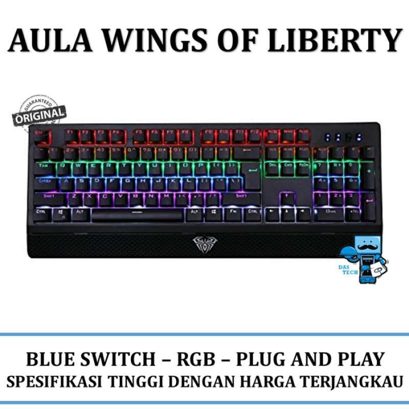 Jual aula wings of liberty rgb mechanical keyboard gaming - original di ...