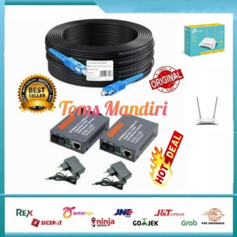 Promo Paket Cable Fiber Optic 100 Meter + HTB 3100 A dan B + Wireless ...