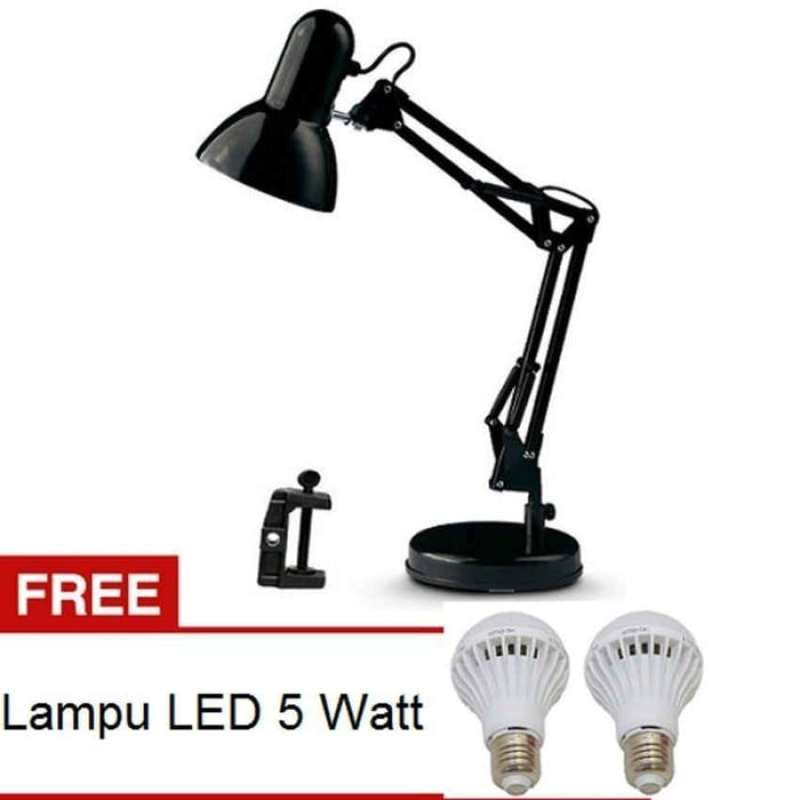 Promo Lampu Belajar Arsitek/ lampu kerja - Hitam + Gratis Lampu LED-2 ...