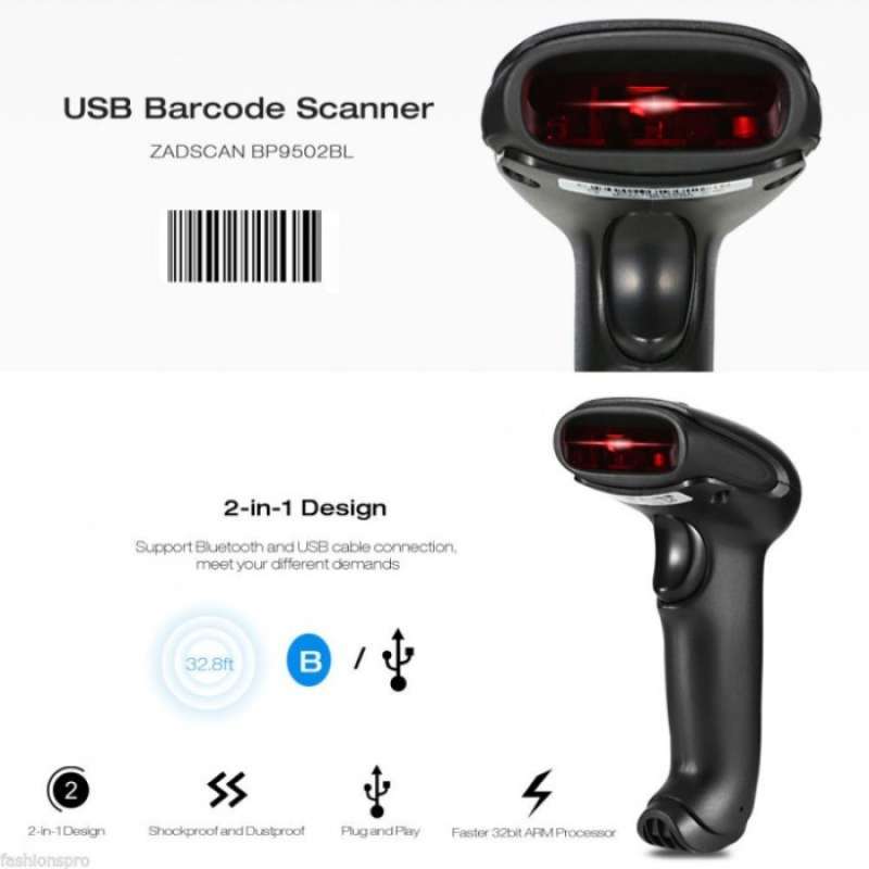 Promo Original ZADSCAN BP9502BL Bluetooth Wireless Barcode Scanner ...