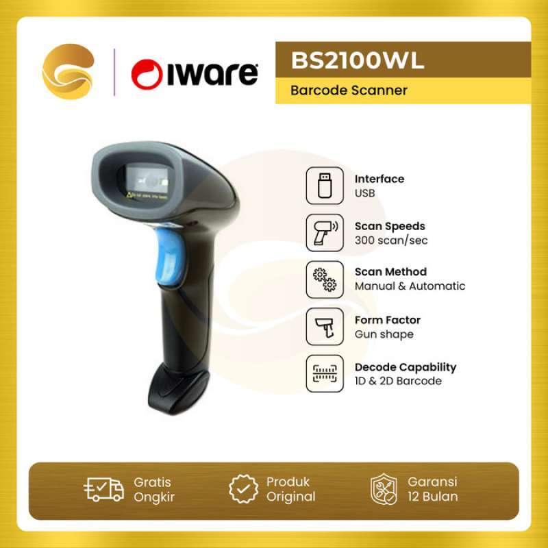 Jual IWARE Barcode Scanner Wireless 1D 2D BS 2100WL Auto Scan BS2100WL ...