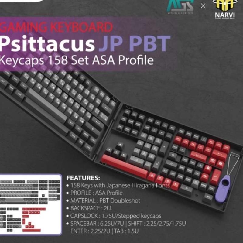Promo Akko Psittacus Jp Hiragana Asa Profile 158 Keycaps Set Pbt ...
