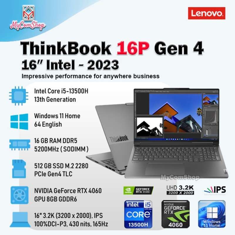 Jual Lenovo Thinkbook 16p Gen 4 I5-13500h 16gb 512gb Ssd Rtx 4060 8gb 3.2k Di Seller Mycomshop ...