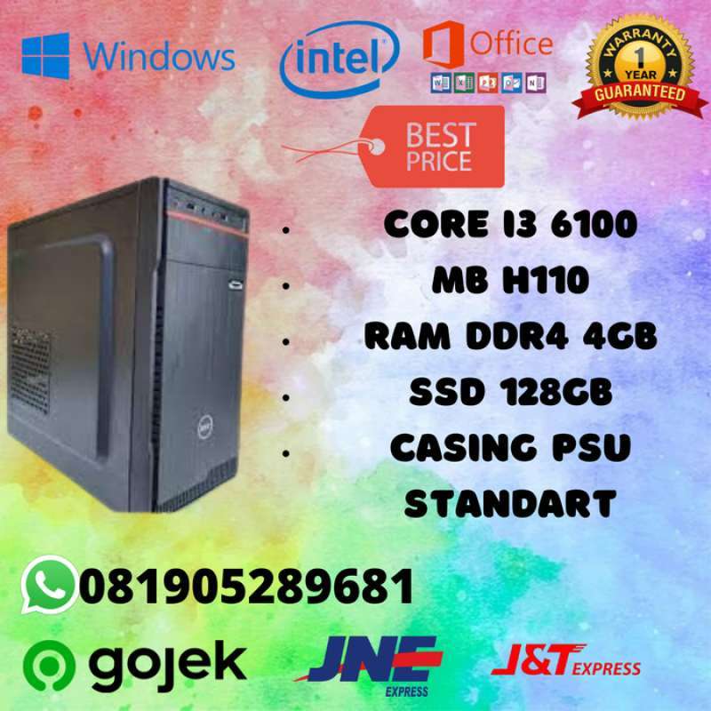 Promo CPU RAKITAN CORE I3 6100 4GB SSD 128GB CASING PSU STANDART Diskon 23% di Seller Akurima ...