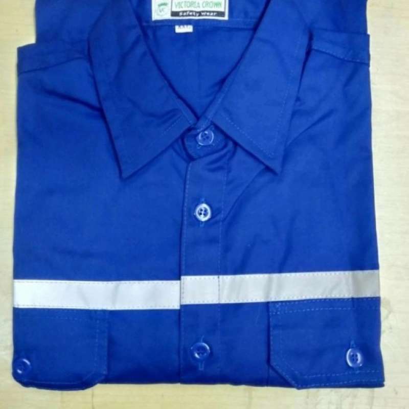 Promo Baju Safety K3 Proyek Biru Bca/Seragam Kerja Pria lengan Panjang ...