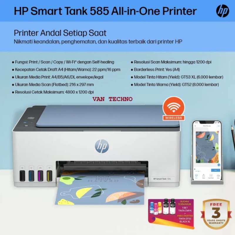 Promo Hp Smart Tank 585 All-In-One Printer (Print-Copy-Scan-Wifi ...