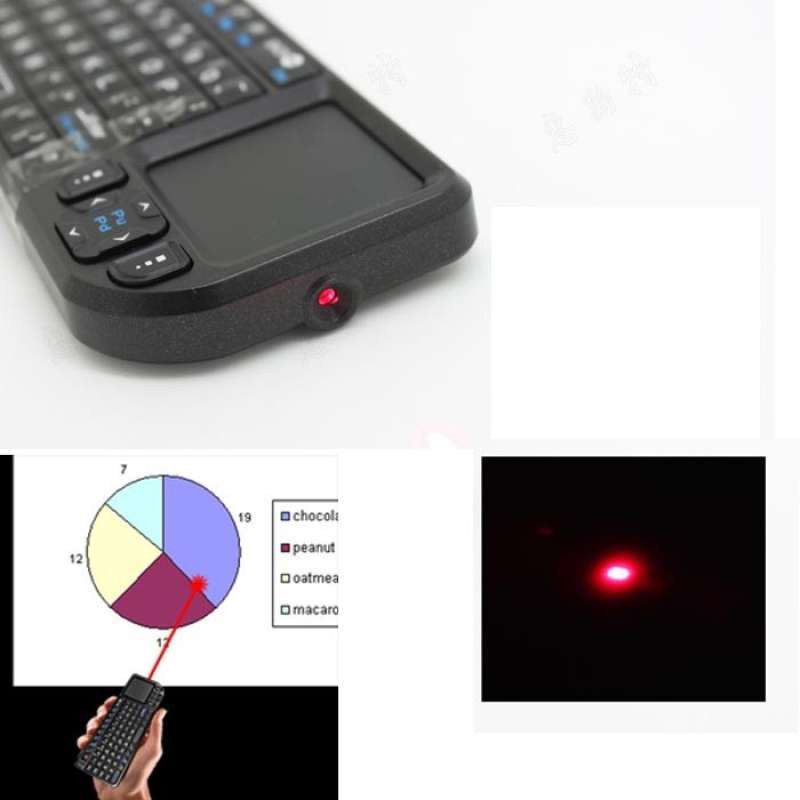 Jual mini wireless keyboard mouse presenter combo + touch pad + laser ...