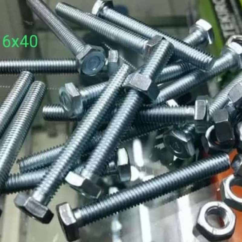 Promo Mur Baut 6x40 Galvanis Putih Per 100 Pcs Diskon 23% Di Seller ...