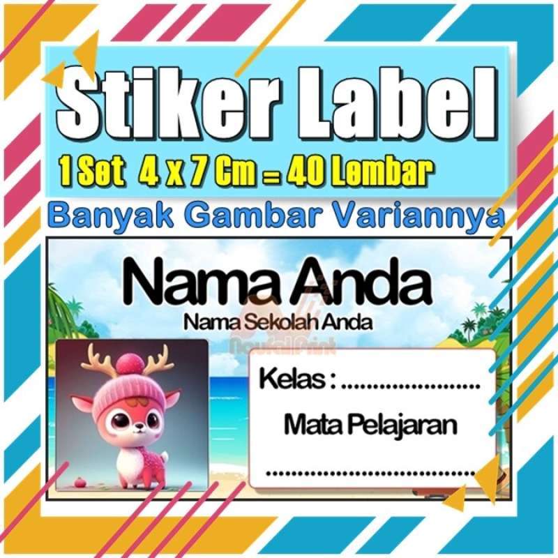Jual Stiker Label Nama Buku Pelajaran Anak Sticker Karakter Hewan Lucu ...