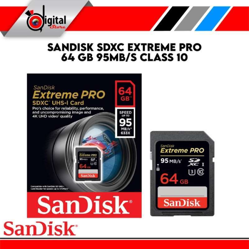 Promo Memory Extreme Pro Sd 64gb 95mb/s Class 10 Diskon 23% Di Seller ...