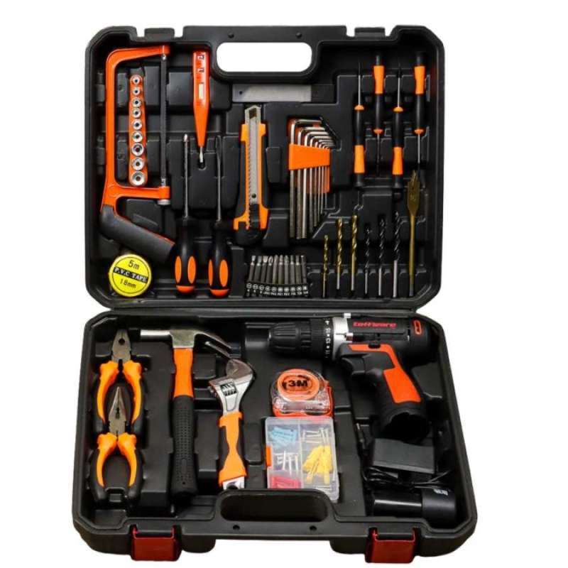Promo Tool Box Set Perkakas Bor Baterai Palu Tang Obeng Kunci Pas 102 ...