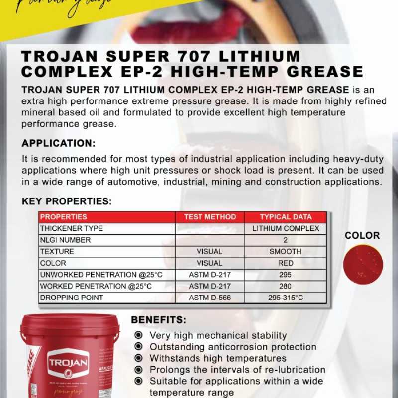 Jual Trojan Super 707 Lithium Complex High-temp Ep-2 Grease (15kg/pail ...