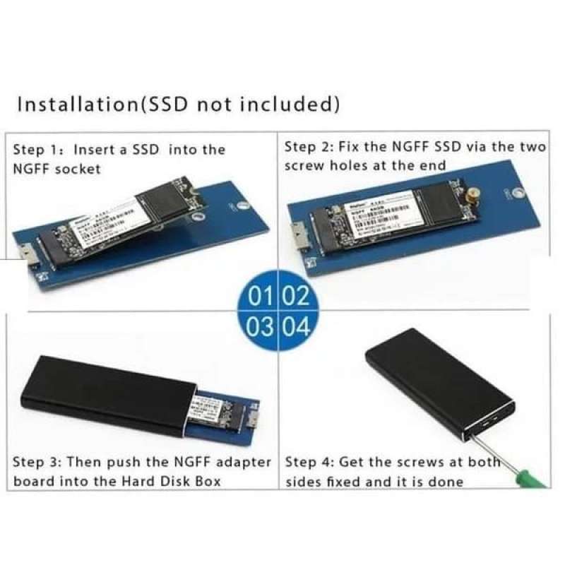 Jual Casing Ssd M.2 Ngff To Usb 3.0 M2 Adapter Enclosure Sata External ...