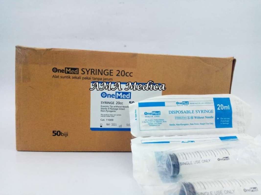 Jual Disposable Syringe One Med 20cc Onemed Luer Lock-ll Lubang Tengah ...