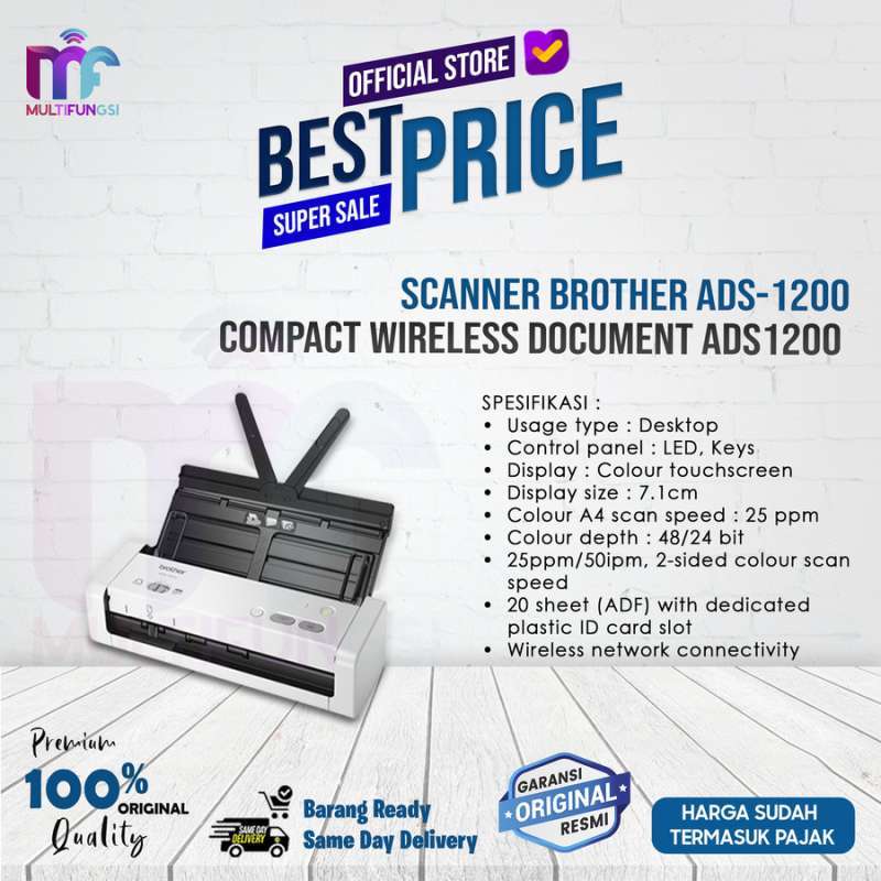 Jual Scanner Brother ADS-1700W Compact Wireless Document ADS1700 W di ...