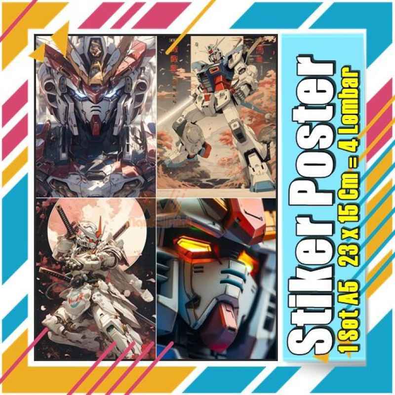 Jual Stiker Label Robot Gundam 2 Mecha Anime Manga Kartun anak A4 Buku ...