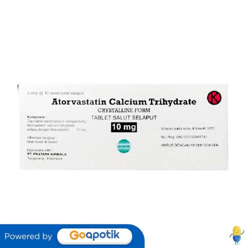 Jual ATORVASTATIN CALCIUM TRIHYDRATE PRATAPA 10 MG BOX 30 TABLET di ...