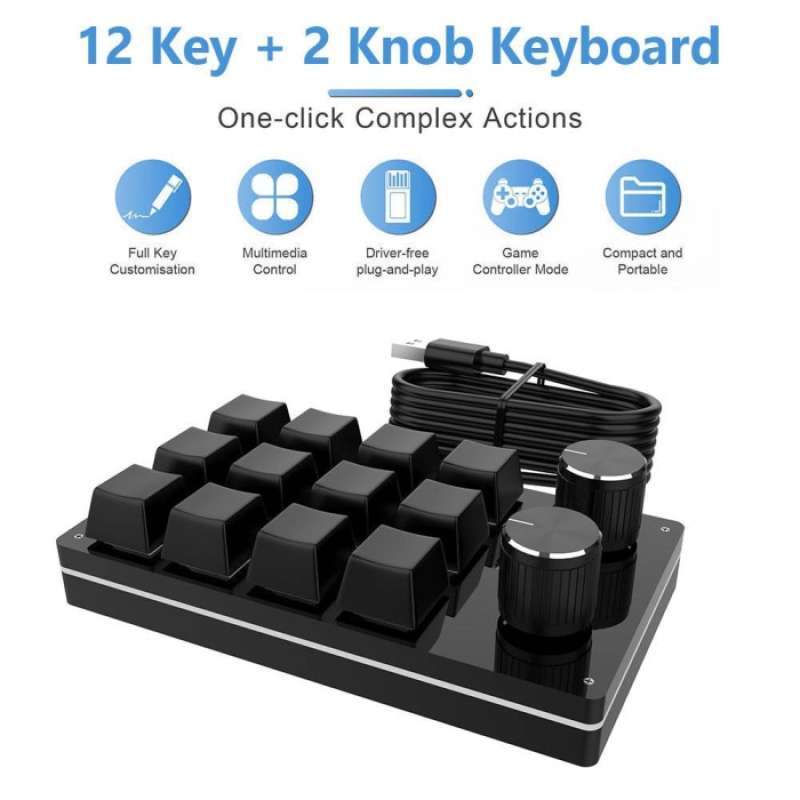 Promo 12 Key Mechanical Keyboard USB Gaming Shortcut with 2 Knob ...