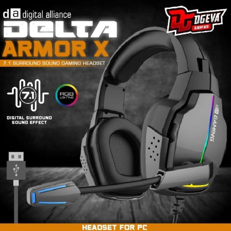 Promo Digital Alliance Delta Armor X RGB USB Virtual 7.1 Gaming Headset ...