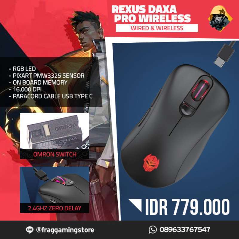 Jual Rexus PRO Daxa Wireless Gaming Mouse di Seller Tuskar - Tegal Alur ...