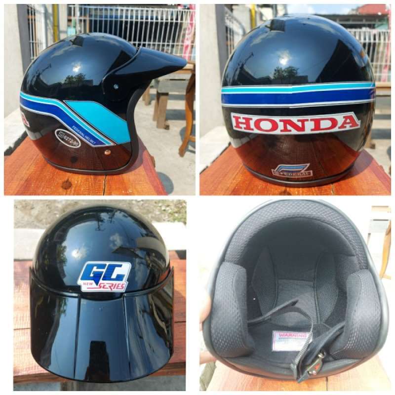 Promo Helm Gl Series Helm Jadul Gl Series Hitam Retro Klasik Classic ...