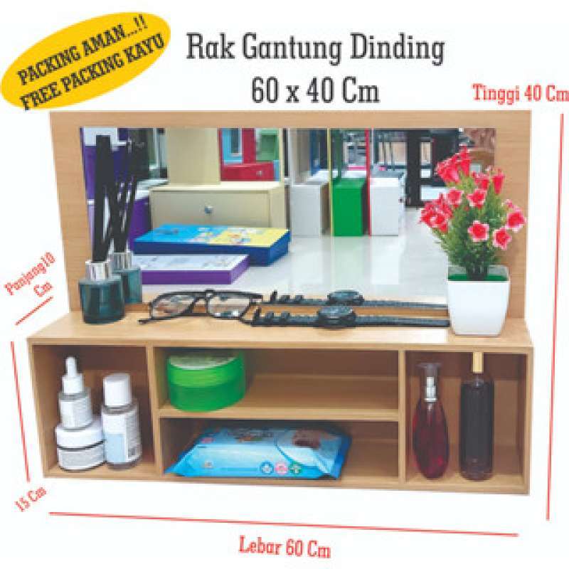 Jual Rak Cermin Kosmetik Gantung Dinding Ukuran 60 X 40 Cm Di Seller ...
