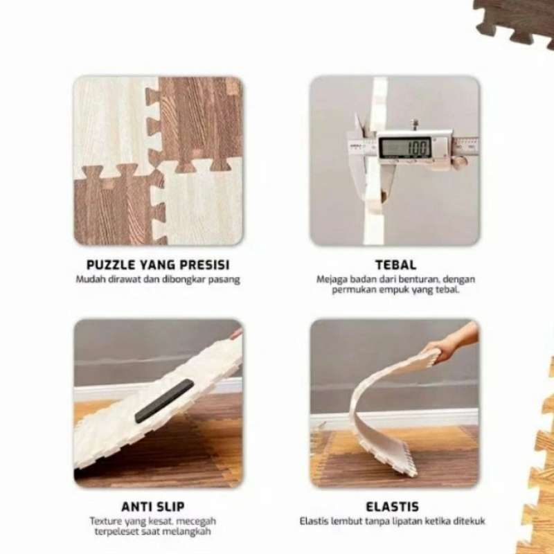 Promo alas lantai puzzle motif kayu wooden matras tikar karpet busa evamat Diskon 23% di Seller ...