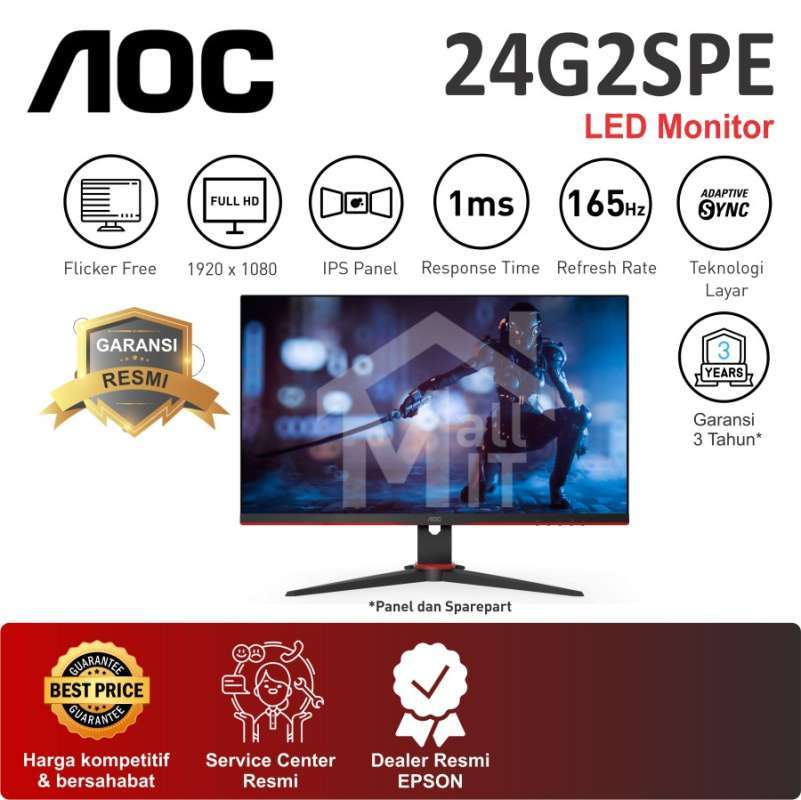 Jual Monitor AOC Gaming 24G2SPE 24 IPS 1080p 165Hz 1ms HDMI DP SRGB ...