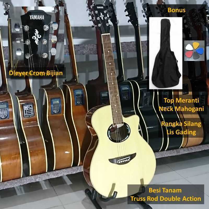 Promo Gitar akustik dan gitar akustik elektrik listrik murah preamp LC ...
