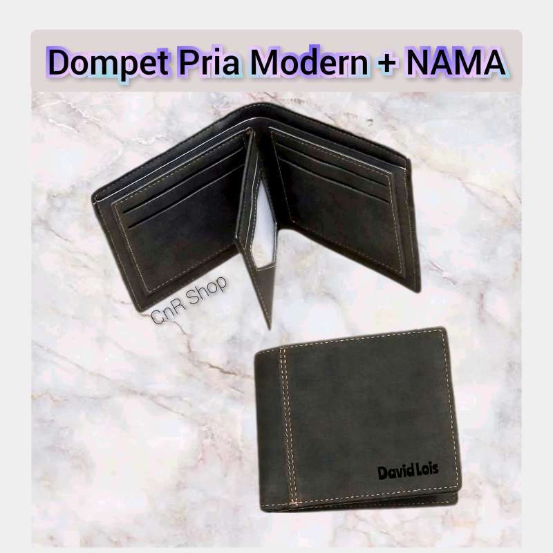 Jual Dompet Pria Kulit Model Lipat Design Korea Custom Grafir Nama Man ...