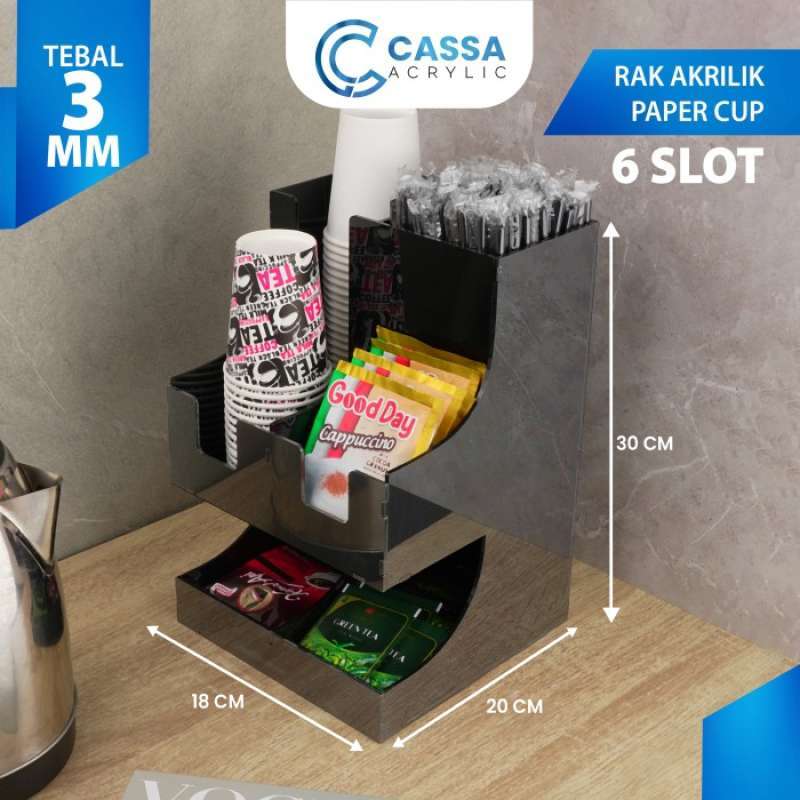 Jual Rak / Cup Holder / Dispenser / Organizer Paper Cup Coffee 6 Slot ...