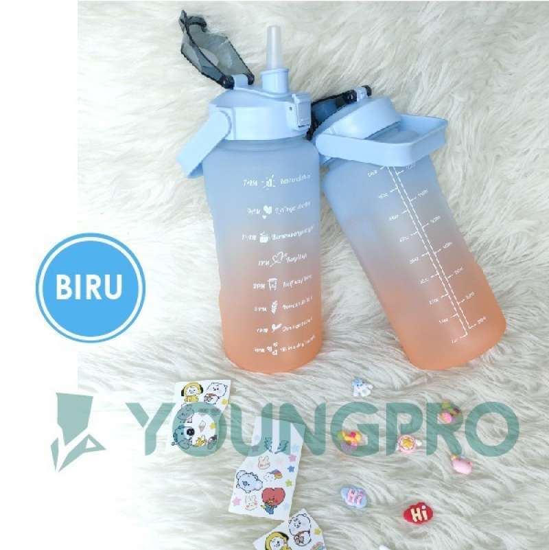 Jual Botol Minum Viral Motivasi Waktu 2Liter - Botol 2L Free Sticker 3D ...