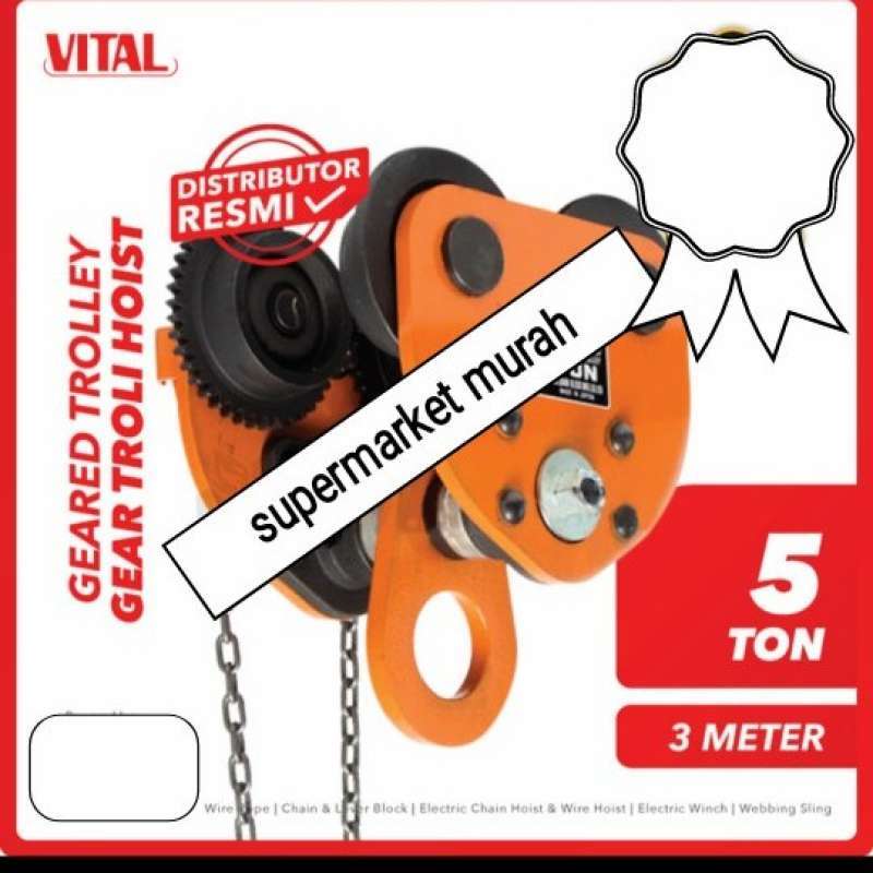 Jual Geared Trolley / Gear Troli Hoist 5 Ton X 3 Meter Vital Di Seller ...