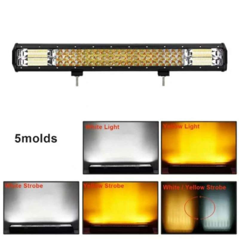 Promo Lampu Sorot Led Bar Cree 2 Sinar Putih Kuning 3 Baris Panjang 100 ...