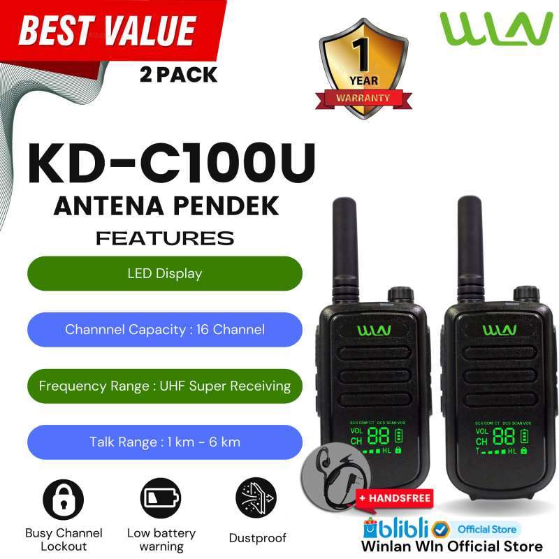 Jual Wln Winlan Ht Walkie Talkie Kd-c100u 2pcs Plus Hf Std Di Seller ...