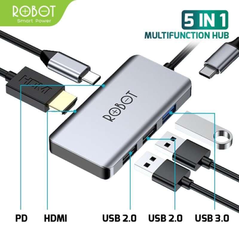 Promo Robot Usb C Hub Adapter 5-In-1 Ht255 Quick Charging 100W ...