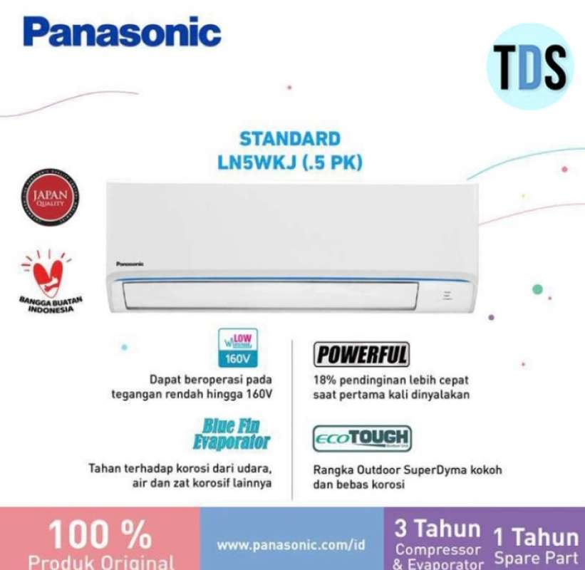 Jual AC Panasonic si-BiRU CS/CU-LN5WKJ - Standard Low Voltage 1/2 PK ...