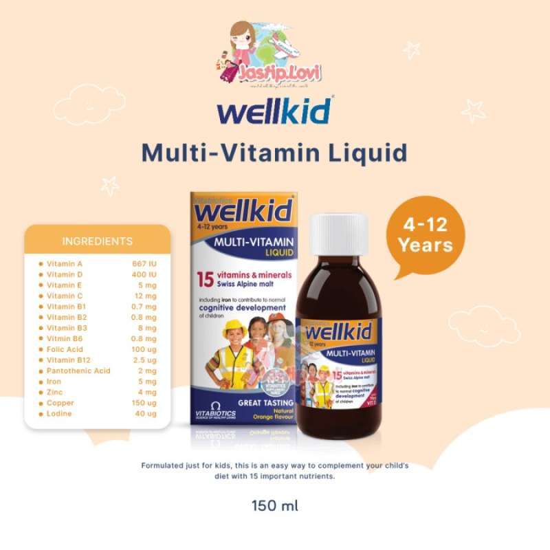 Promo Wellkid Multivitamin Liquid Vitabiotics Ready Stock Diskon 10% di ...