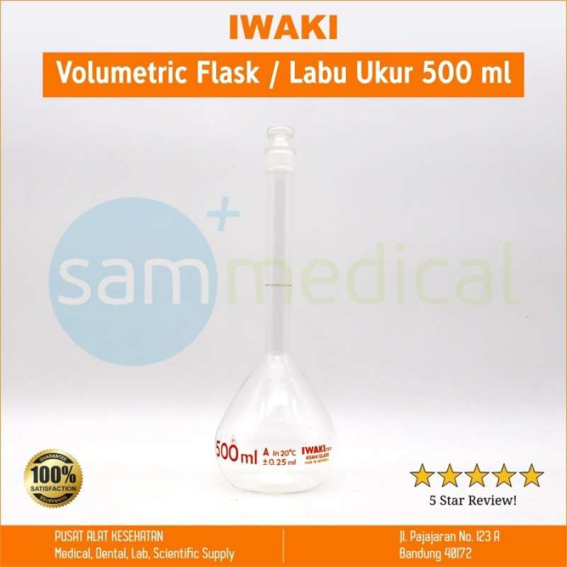 Promo Iwaki Volumetric Flask / Labu Ukur 500ml Diskon 17% Di Seller ...