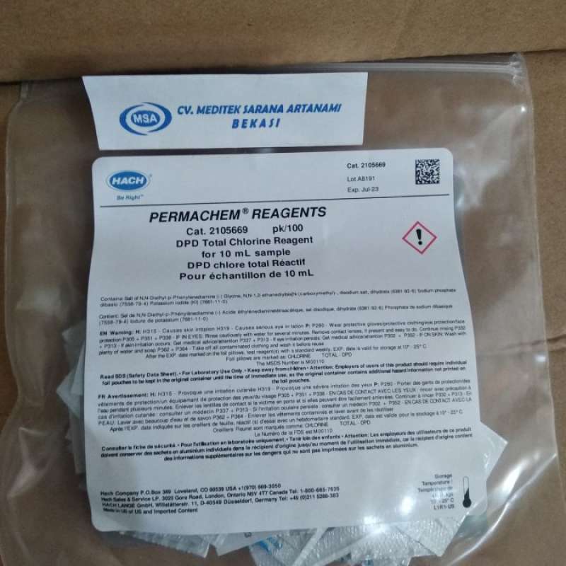 Promo Hach 2105669, Dpd Total Chlorine Reagent Powder Pillows, 10 Ml ...