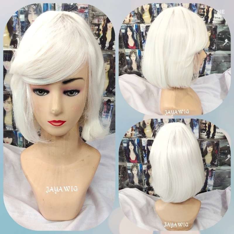 Promo Wig Bob Pendek Sedagu Warna Putih Diskon 23% di Seller Super Self ...