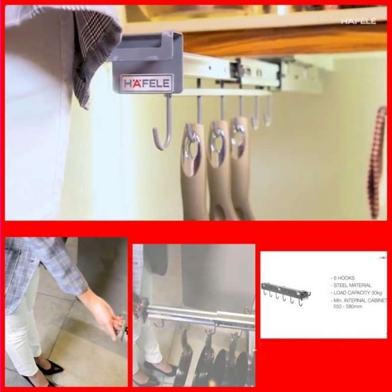 Jual Hafele Pan Hanger Rack Rak Simpan Gantung Tarik Teflon Pan Panci ...