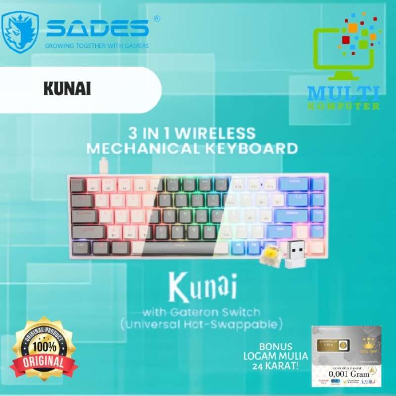 Promo Keyboard Sades Kunai 3 in 1 Connection Mechanical Gaming Diskon ...