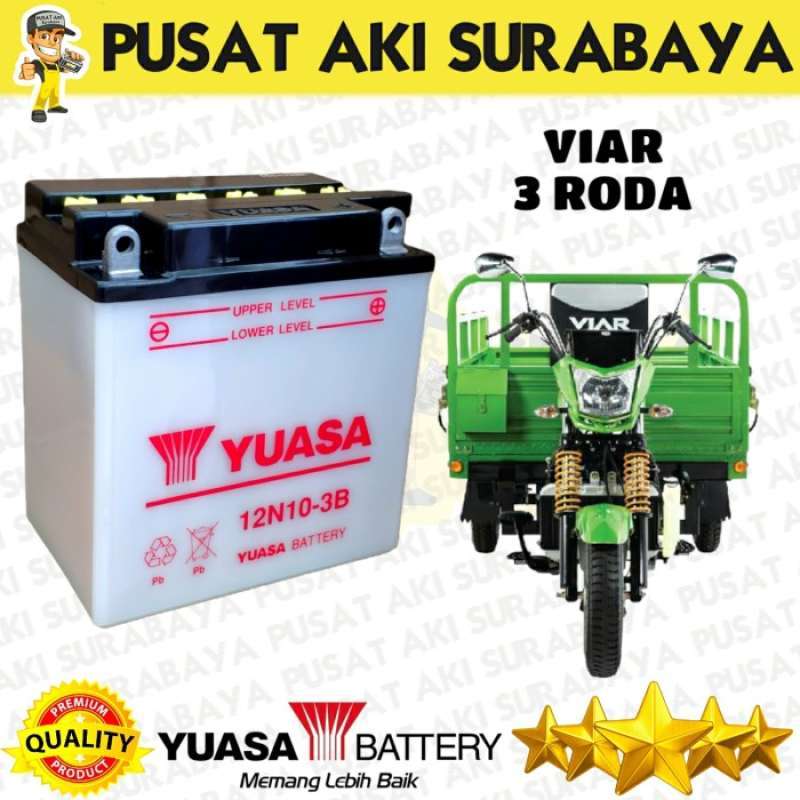 Promo Accu Berkualitas Yuasa 12N10 3B Aki Motor Viar 3 Roda Mercy Genset Diskon 23% di Seller ...