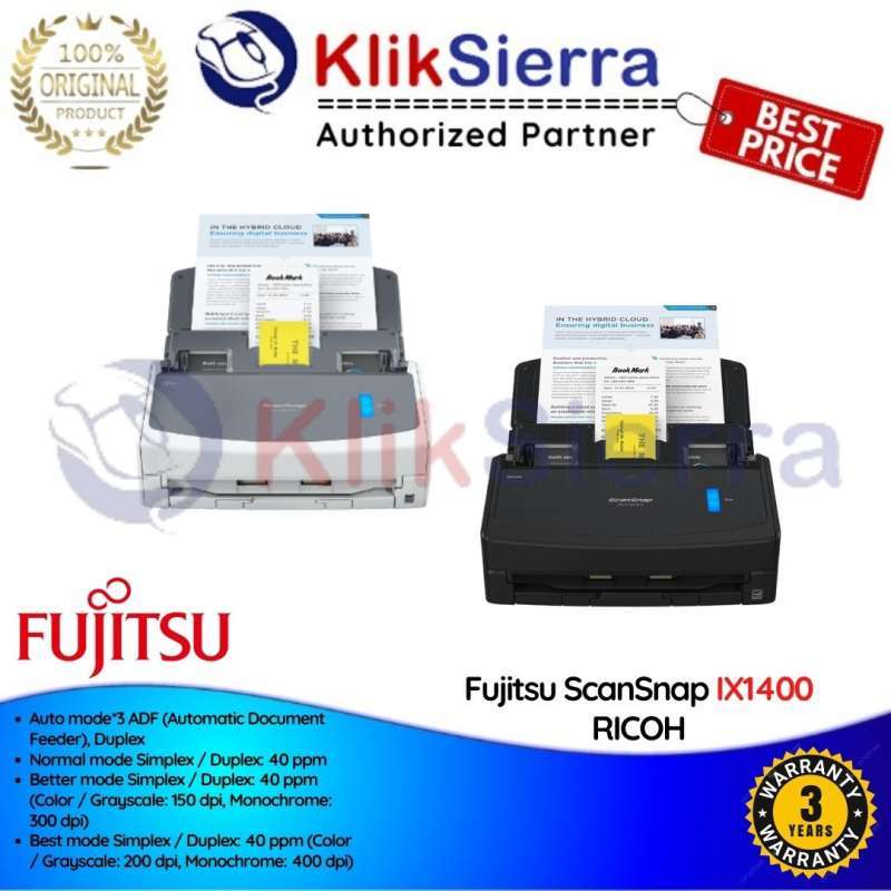 Jual Scanner Fujitsu Scansnap Ix1400 40ppm Adf Ricoh Ix-1400 Garansi ...